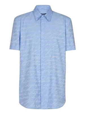 Balmain Jacquard Shirt With "love Letter" Print - Blue