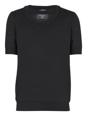 Balmain Knit T-shirt With Two Collars - Black