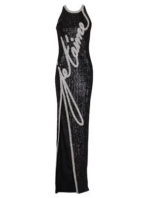 Balmain Sequin Embroidered Dress - Black