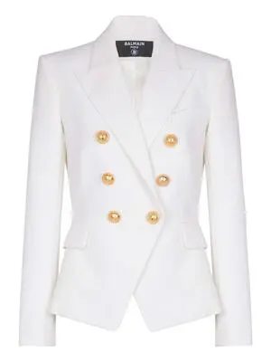 Balmain Grain De Poudre Six-button Jacket - White