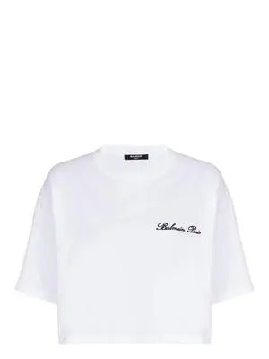 Balmain T-shirt With Embroidered Signature - White