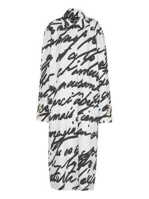 Balmain Long Reversible Coat With Print - White