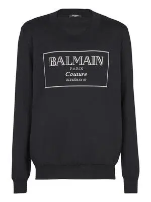 Balmain Fine Knit Jumper With Couture Label - Black