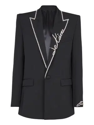 Balmain Tailored Jacket With Embroidered Collar - Black