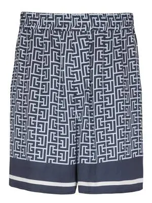 Balmain Monogrammed Flowing Shorts - Blue