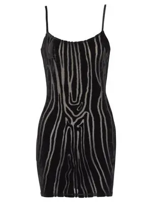 Balmain Short Zebra-print Velvet Dress - Black