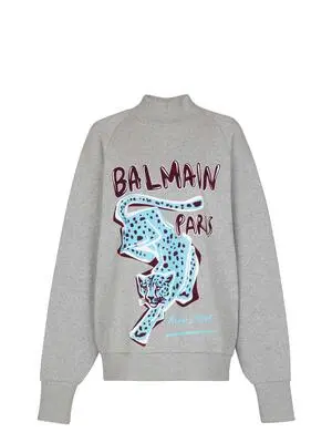 Balmain Printed Fleece Sweatshirt - Grey