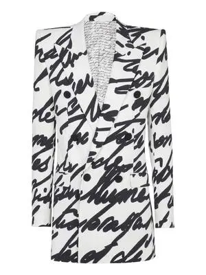 Balmain Crepe Jacket With "love Letter" Print - White