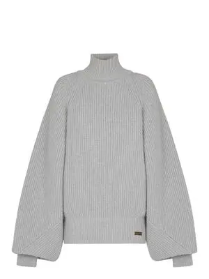 Balmain High-neck Ribbed Wool Jumper - Grey