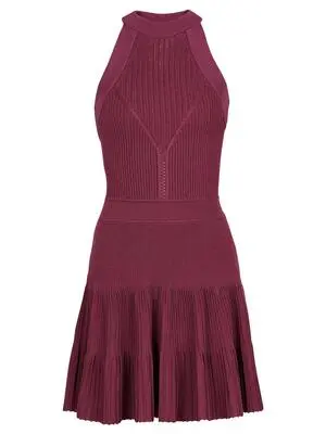 Balmain Sleeveless Flared Knit Dress - Purple