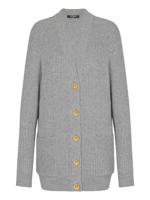 Balmain Buttoned Cashmere Cardigan - Grey