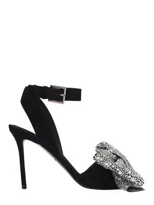 Balmain Heels With Rhinestone Bows - Black