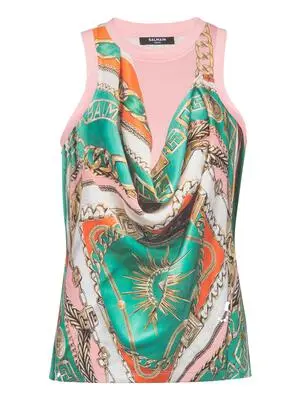 Balmain Trompe-l'ail Foulard Print Vest Top - Multicolor