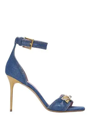 Balmain Safety Pin Denim Sandals - Blue