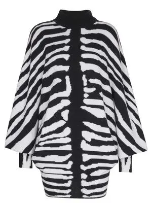 Balmain Knit Dress With Zebra Intarsia - Black