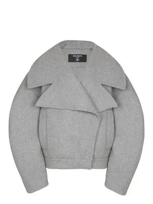 Balmain Wool And Cashmere Pea Coat - Grey