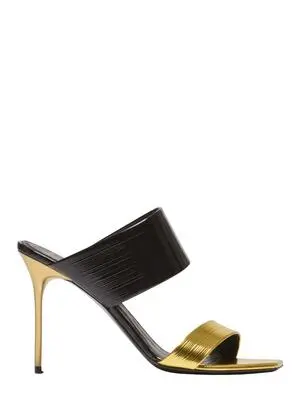 Balmain Pb Striped Leather Mules - Black