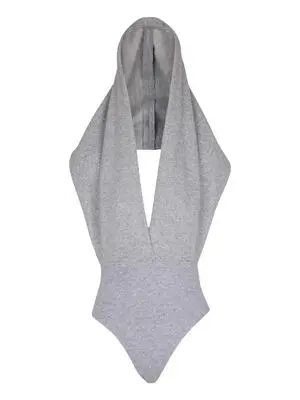 Balmain Draped Bodysuit With Hood - Grey