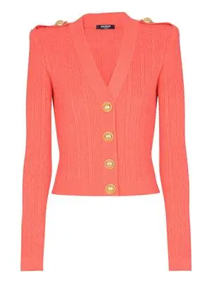 Balmain Long-sleeved Cable-knit Cardigan - Pink