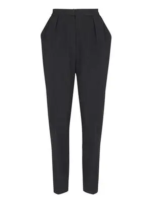 Balmain High-waisted Grain De Poudre Trousers - Black