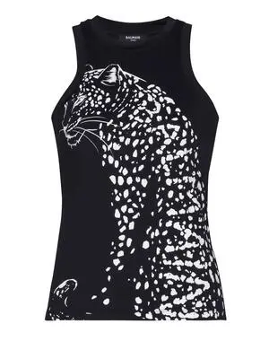 Balmain Leopard Print Tank Top - Black