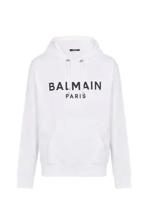 Balmain Printed Relaxed Fit Hoodie - White
