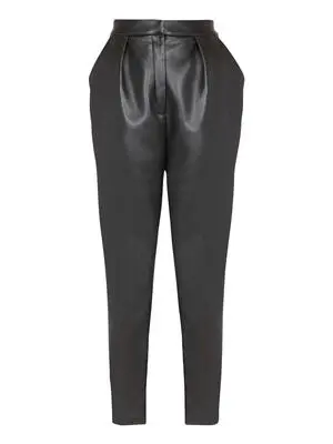 Balmain High-waisted Faux Leather Trousers - Black