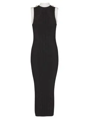 Balmain Long Two-tone Cable-knit Dress - Black
