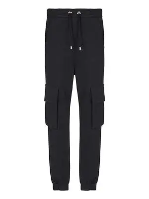 Balmain Cargo Joggers With Paris Print - Black