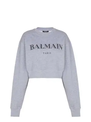 Balmain Printed Crew-neck Sweatshirt - Grey
