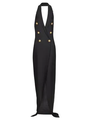 Balmain Halterneck Knit Maxi Dress - Black