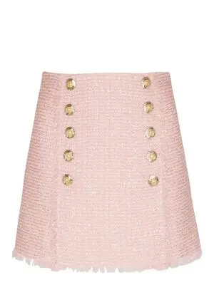 Balmain Sequinned Tweed Mini Skirt - Pink
