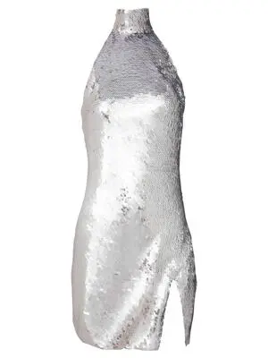 Balmain Sequinned Halterneck Mini Dress - Silver