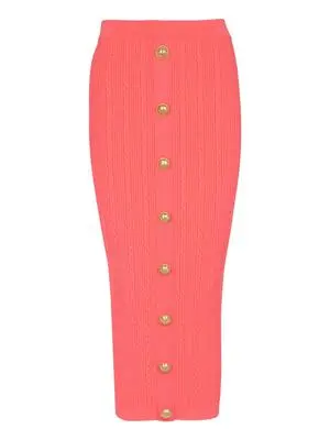 Balmain Cable-knit Midi Skirt - Pink