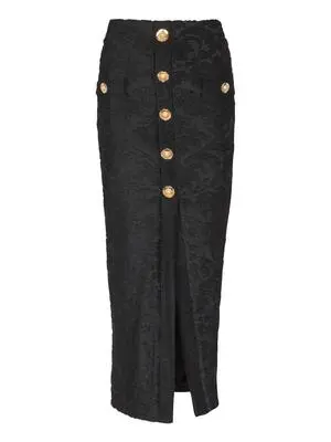 Balmain Baroque Pattern Midi Skirt - Black
