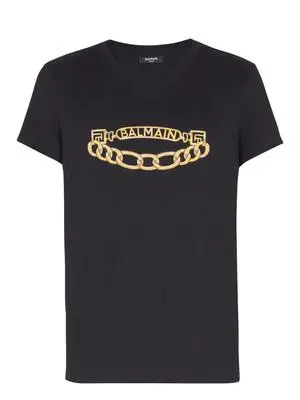 Balmain Chaînes Logo Printed T-shirt - Black
