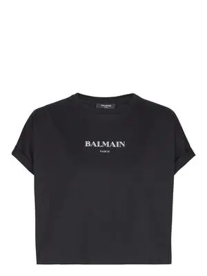 Balmain Cropped T-shirt With Logo - Black