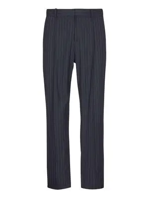 Balmain Pinstripe Wool Straight-leg Trousers - Navy