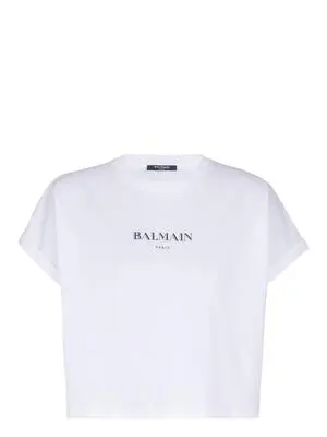 Balmain Cropped T-shirt With Logo - White