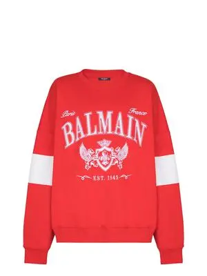 Balmain Boxy College Sweatshirt - Red