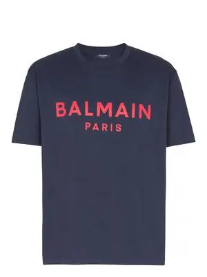Balmain T-shirt With Paris Print - Navy