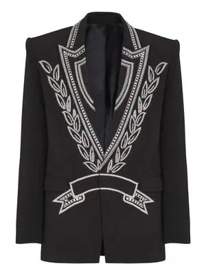 Balmain Crepe Jacket With Crystals - Black