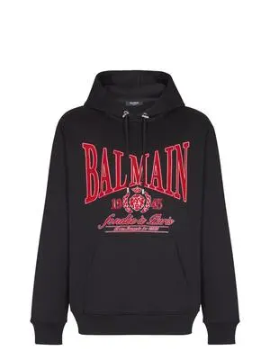 Balmain Flocked College Hoodie - Black