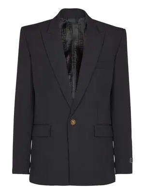 Balmain Grain De Poudre Wool One-button Jacket - Black