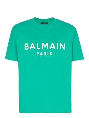 Balmain T-shirt With Paris Print - Green