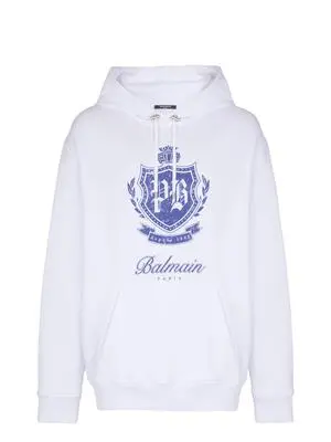 Balmain College Emblem Hoodie - White