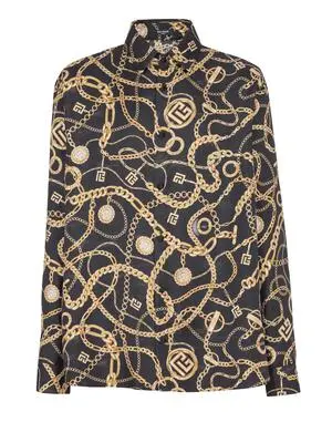 Balmain Printed Silk Shirt With Chaînes Pattern - Multicolor