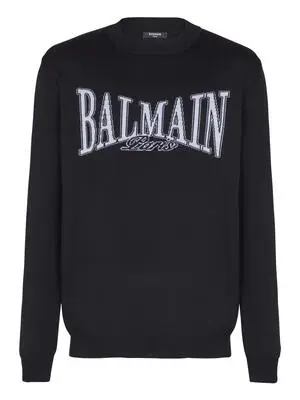 Balmain College Jacquard Knit Jumper - Black