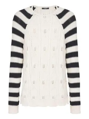 Balmain Cable Knit Jumper - White
