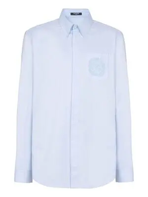 Balmain Cusson Embroidered Cotton Shirt - Blue